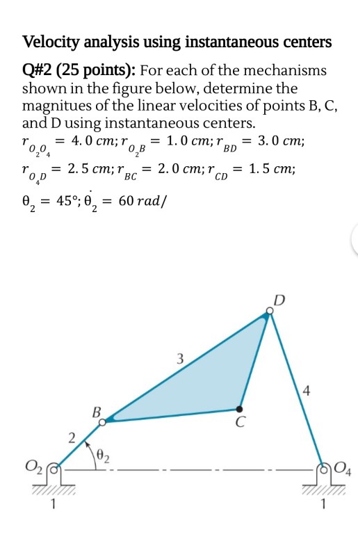 Solved Velocity analysis using instantaneous centers Q#2 (25 | Chegg.com