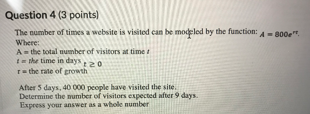 Solved Question 4 (3 points) The number of times a website | Chegg.com