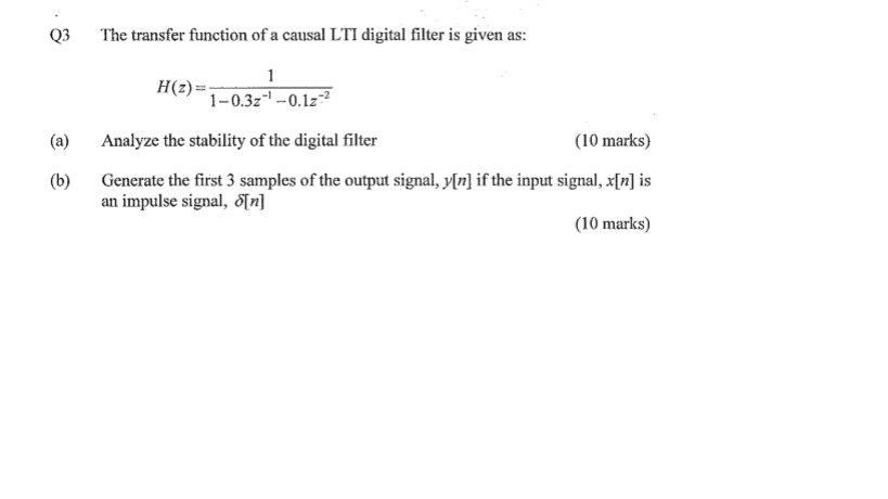 Solved The transfer function of a causal LTI digital filter | Chegg.com