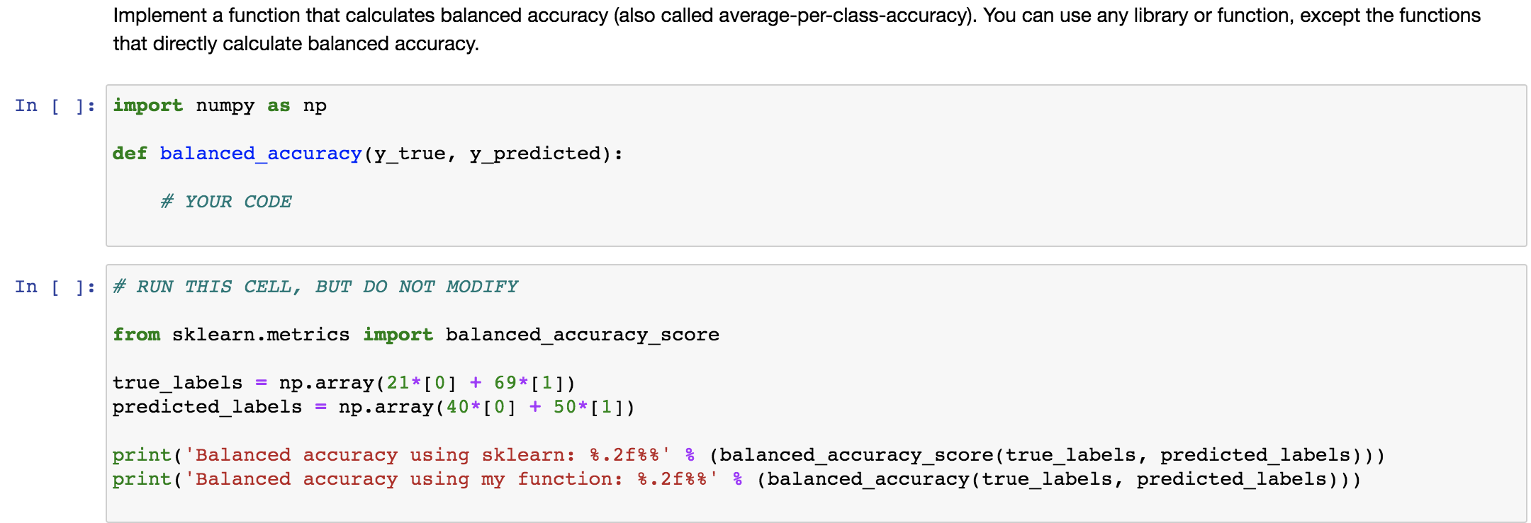 Solved Implement A Function That Calculates Balanced