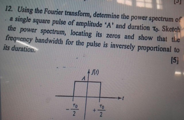 Solved BI Using the Fourier transform, determine the power | Chegg.com