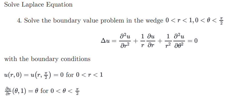 Solved Solve Laplace Equation 4. Solve the boundary value | Chegg.com