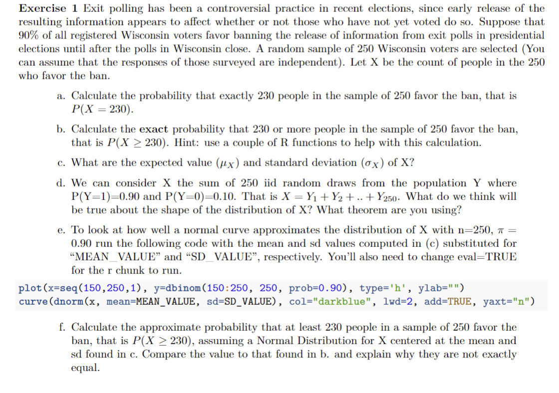 Solved Exercise 1 Exit polling has been a controversial | Chegg.com