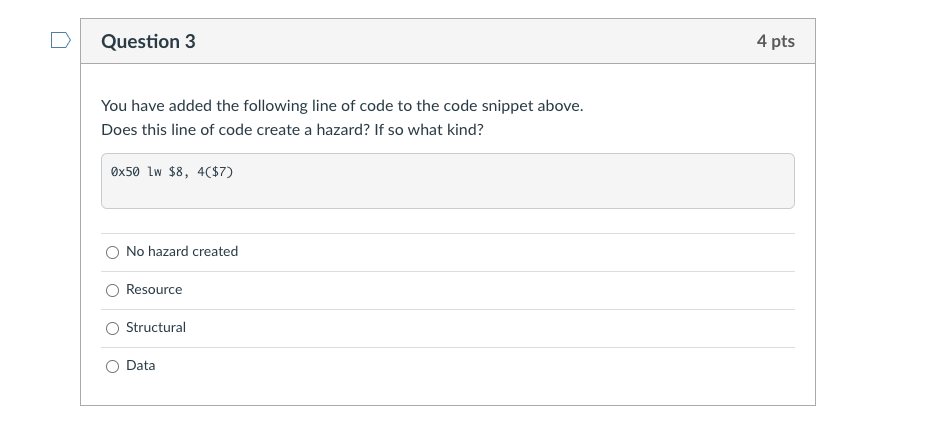 Solved The following questions refer to this code snippet. | Chegg.com