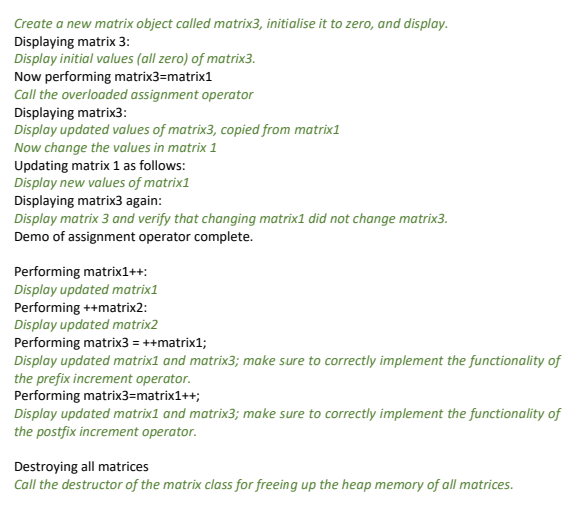 Solved Question 5: Matrix class In this program you will | Chegg.com