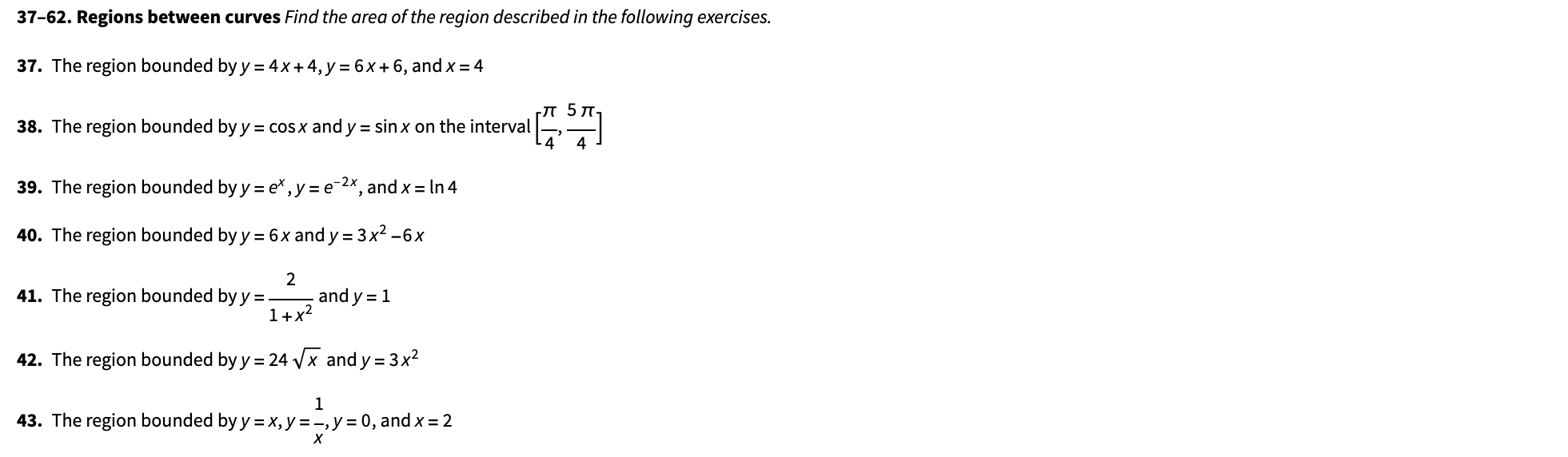 Solved 37-62. Regions between curves Find the area of the | Chegg.com