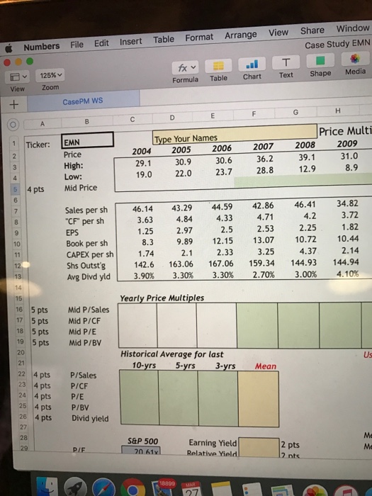Numbers File Edit Insert Table Format Arrange View 