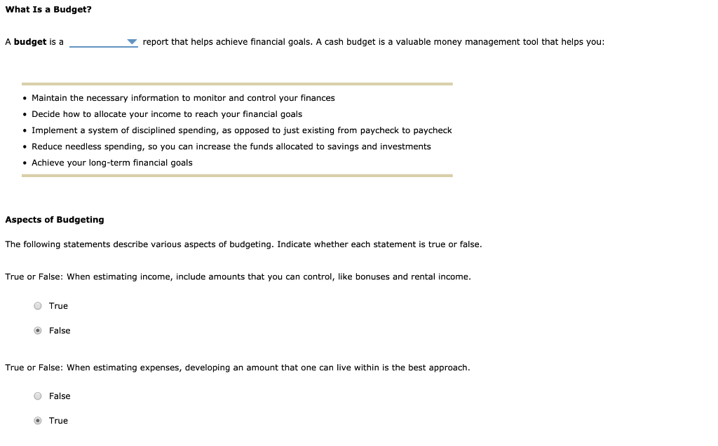 What Is a Budget? A budget is a report that helps | Chegg.com