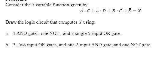Solved Consider the 5 variable function given by AC+AD+B.C + | Chegg.com