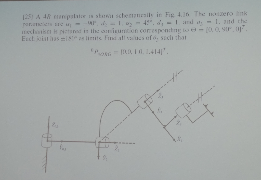 Solved [25] A 4R manipulator is shown schematically in Fig. | Chegg.com