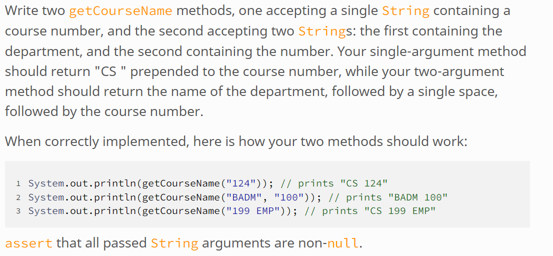 Solved Write two getCourseName methods, one accepting a | Chegg.com