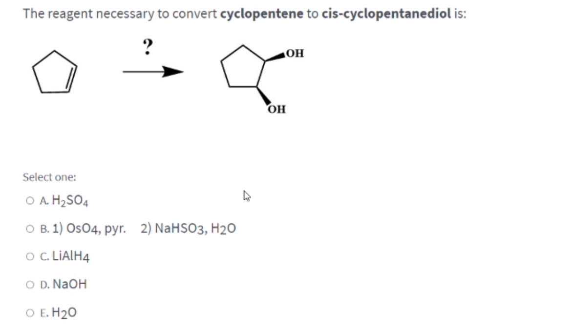 Solved The reagent necessary to convert cyclopentene to | Chegg.com