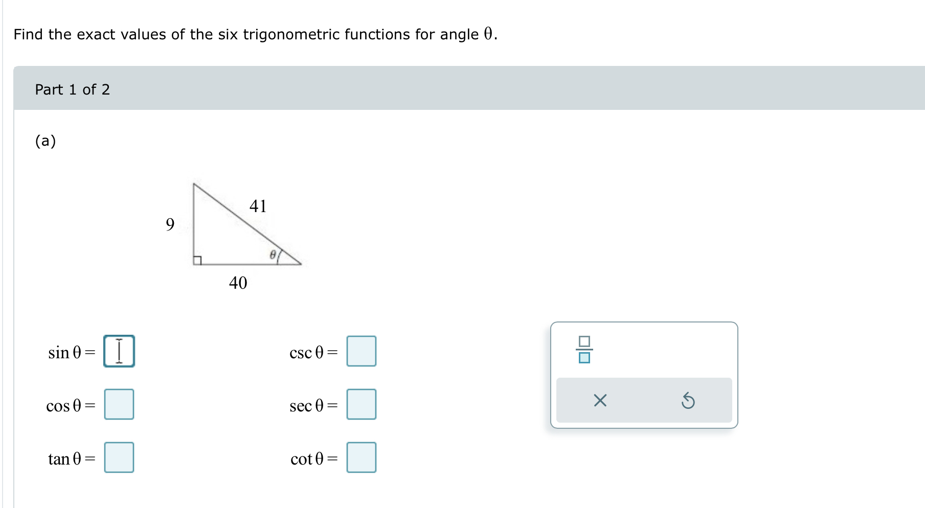 Solved Find the exact values of the six trigonometric | Chegg.com