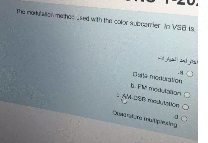 Solved The modulation method used with the color subcarrier | Chegg.com