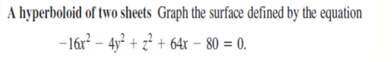 Solved A hyperboloid of two sheets Graph the surface defined | Chegg.com
