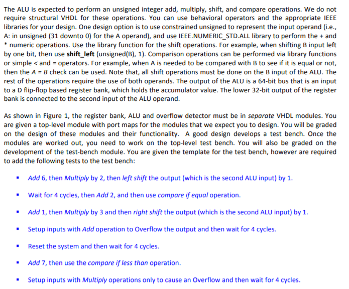 Please Code in VHDL. Only alu.vhd, dff.vhd, | Chegg.com