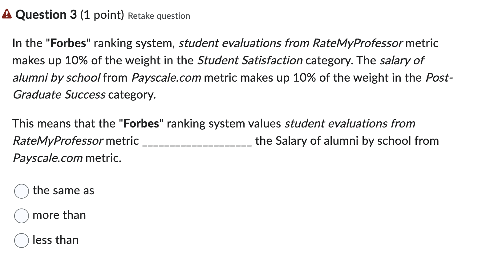 Question 3 (1 point) Retake question In the "Forbes" | Chegg.com