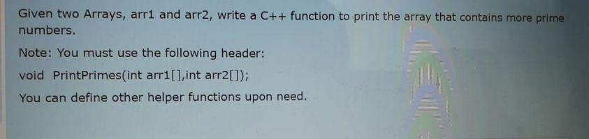 Solved Given Two Arrays Arri And Arr2 Write A C Function 8907