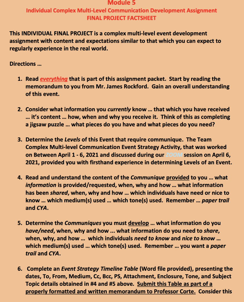 Module 5 Individual Complex Multi-Level Communication | Chegg.com
