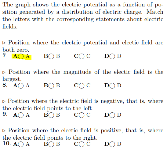Solved The graph shows the electric potential as a function | Chegg.com