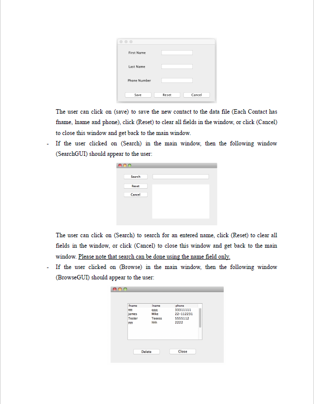 Solved First Name Last Name Phone Number The user can | Chegg.com