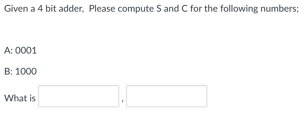 Solved Given a 4 bit adder, Please compute S and C for the | Chegg.com
