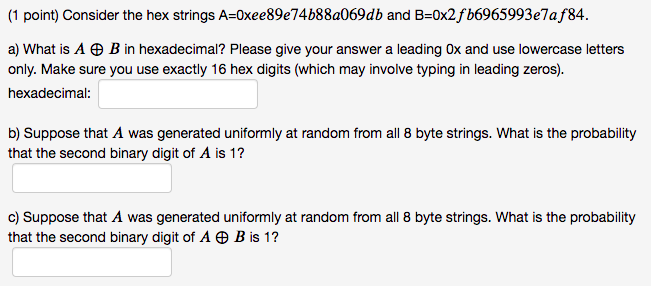 Solved (1 point) Consider the hex strings | Chegg.com