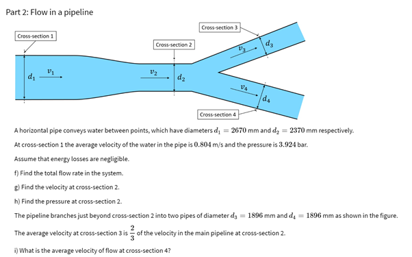 Solved Part 2: Flow in a pipeline Cross-section 3 | Chegg.com