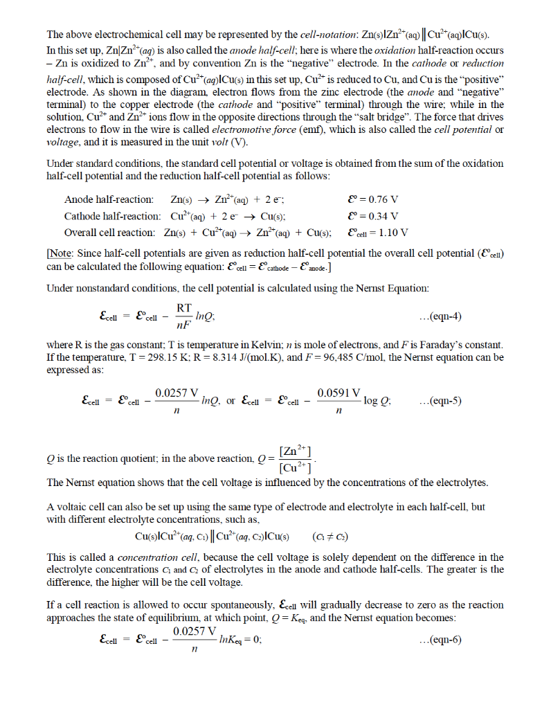 Experiment-B9: Electrochemical Cells Purpose In this | Chegg.com