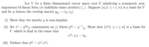 Solved Let V be a finite dimensional vector space over C | Chegg.com
