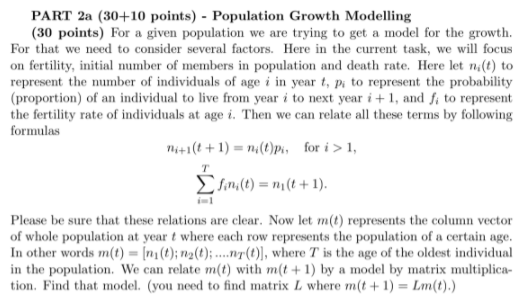 Solved PART 2a (30+10 points) - Population Growth Modelling | Chegg.com