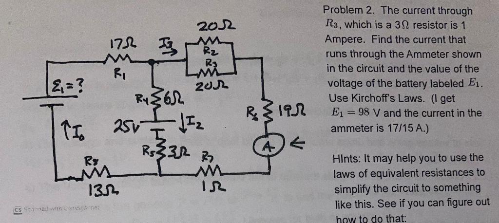 Solved Problem 2. The current through R3, which is a 3Ω | Chegg.com