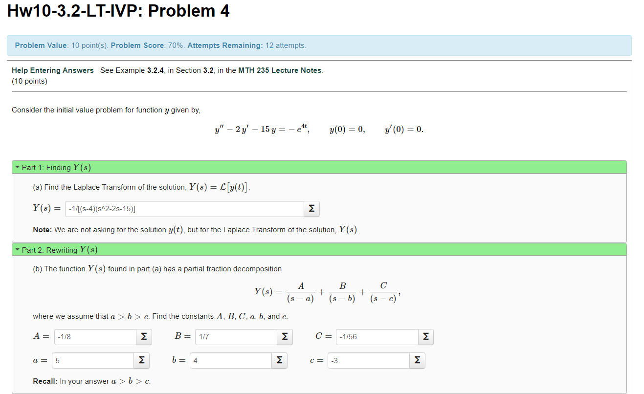 Solved Hw10-3.2-LT-IVP: Problem 4 Problem Value: 10 | Chegg.com