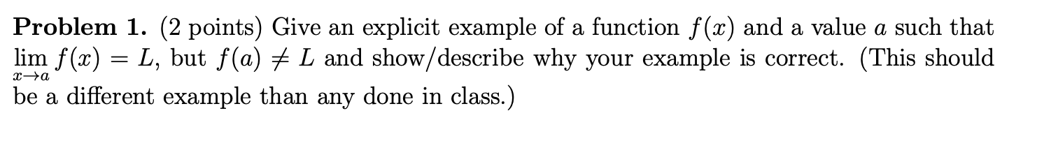 Solved Problem 1. (2 points) Give an explicit example of a | Chegg.com