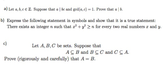 Solved a) Let a,b,c e Z. Suppose that a | bc and ged(a, c) = | Chegg.com