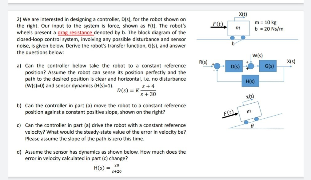 X(t) m m = 10 kg b = 20 Ns/m 2) We are interested in | Chegg.com