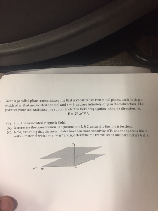 Solved Given a parallel-plate transmission line that is | Chegg.com