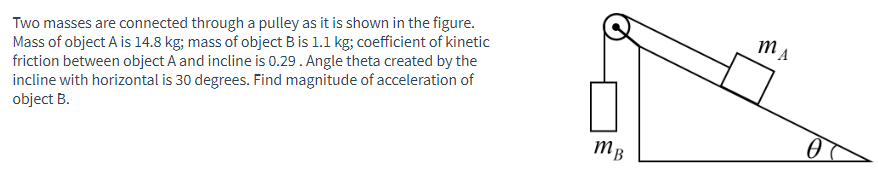 Solved Two masses are connected through a pulley as it is | Chegg.com