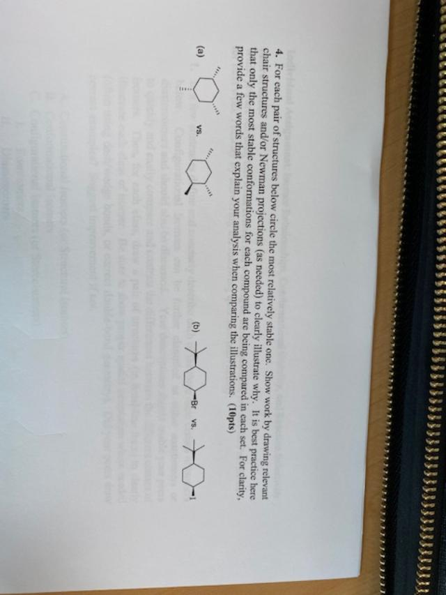 Solved 4. For each pair of structures below circle the most | Chegg.com