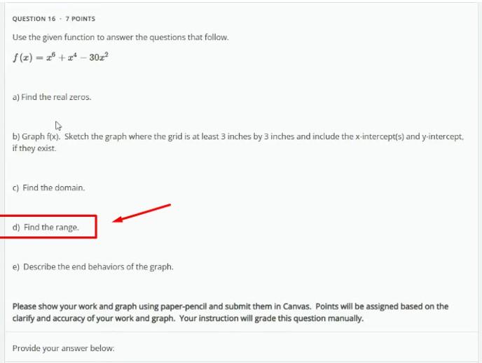 Solved QUESTION 16 - 7 POINTS Use the given function to | Chegg.com