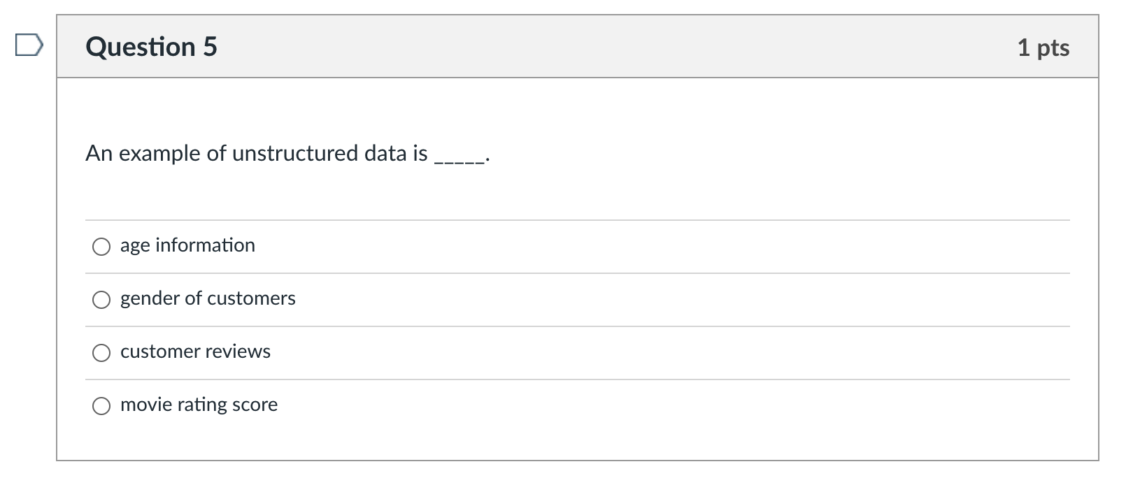 Solved Question 3 1 pts The collection of documents, | Chegg.com