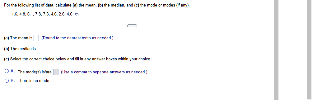 Solved For the following list of data, calculate (a) the | Chegg.com