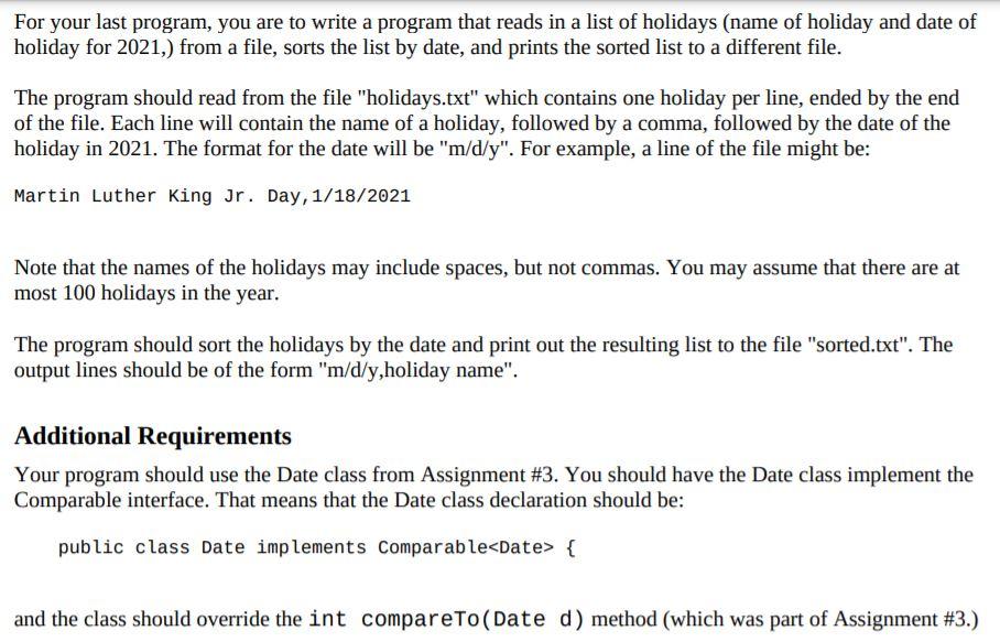 For your last program, you are to write a program | Chegg.com