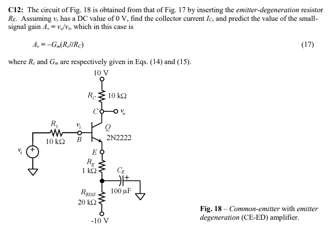 Solved C12: The circuit of Fig. 18 is obtained from that of | Chegg.com