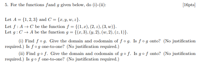 Solved 5. For the functions fand g given below, do (i)-(ii): | Chegg.com