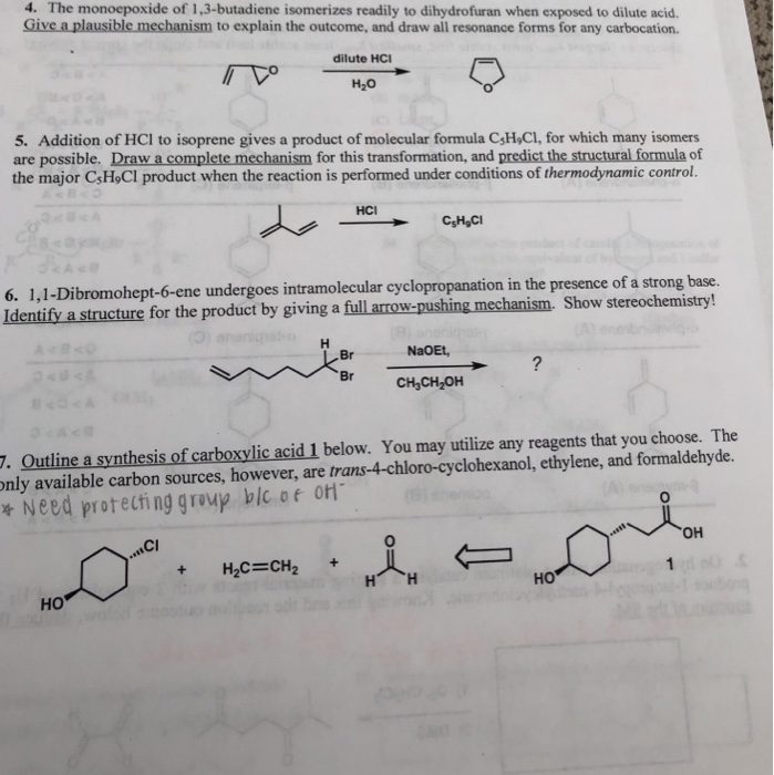 Solved 4. The monoepoxide of 1,3-butadiene isomerizes | Chegg.com