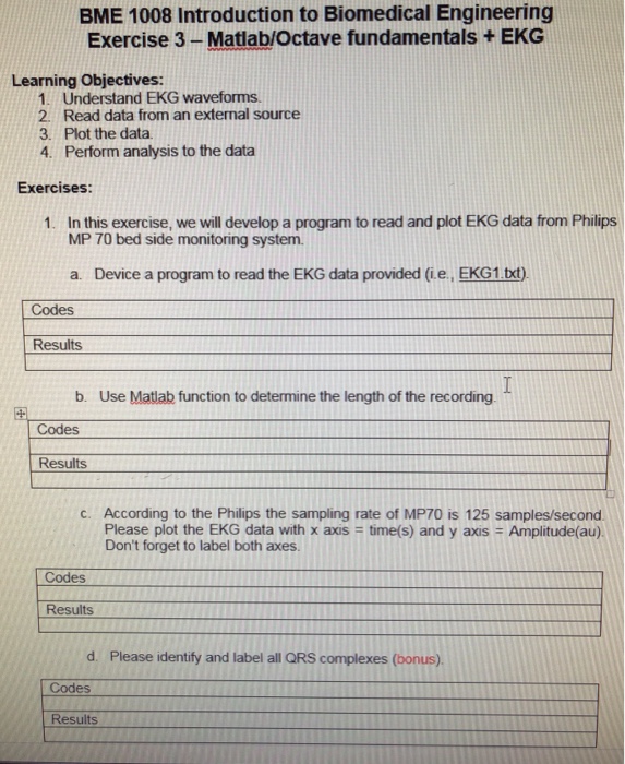 Solved BME 1008 Introduction to Biomedical Engineering | Chegg.com