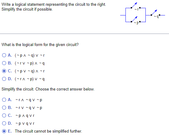 Solved Write a logical statement representing the circuit to | Chegg.com