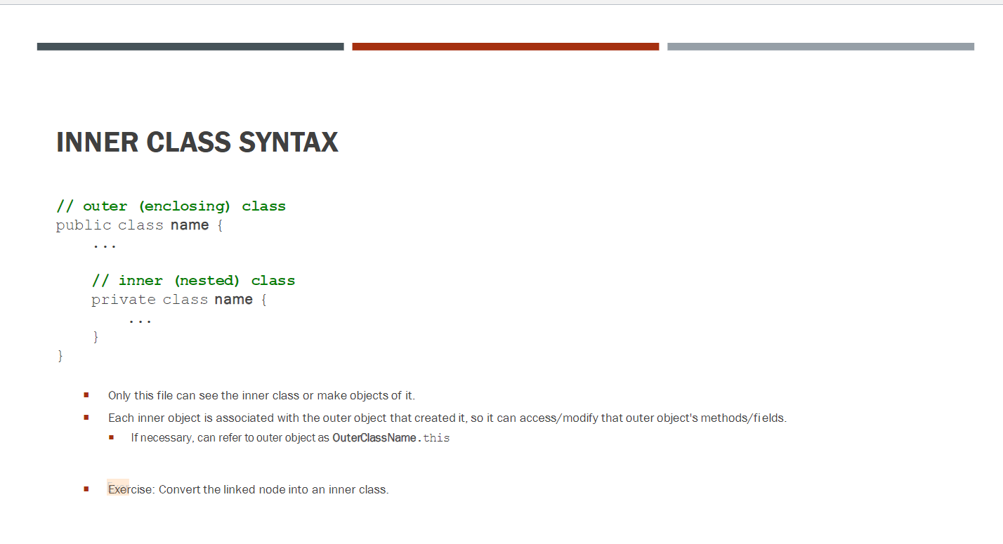 Solved INNER CLASS SYNTAX // outer (enclosing) class public | Chegg.com