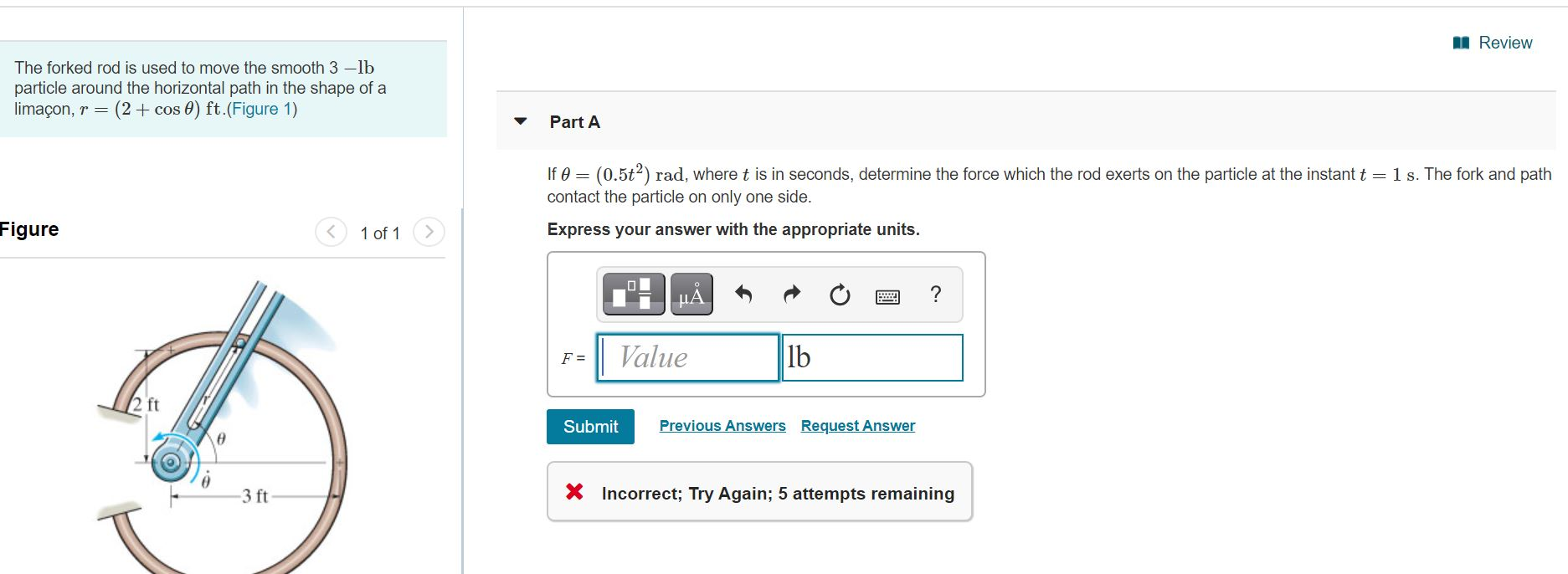 Solved II Review The forked rod is used to move the smooth | Chegg.com
